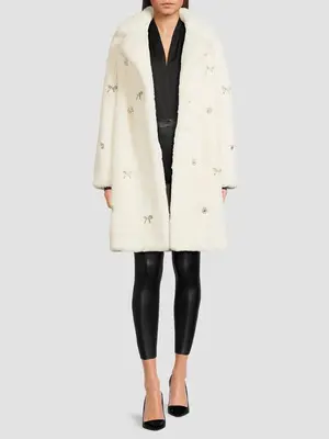 MILLY Jewel-trimmed Faux Fur Coat