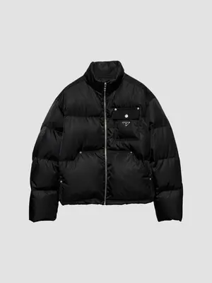 Prada Cropped Re-nylon Down Jacket - Black