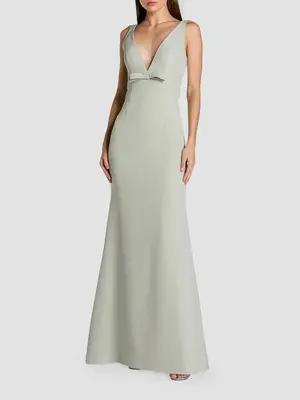 Mac Duggal Petite Bow Crepe Sleeveless Mermaid Gown - Sage