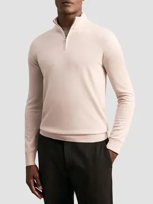 REISS Blackhall Quarter-zip Wool Sweater - Beige