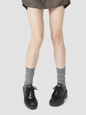 Miu Miu Leather Lace-up Loafers