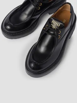 Miu Miu Leather Lace-up Loafers