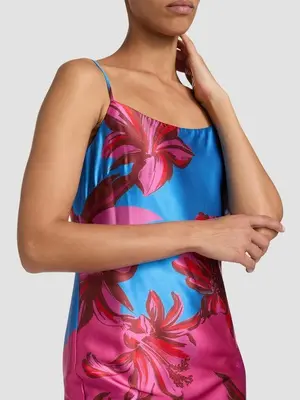 MILLY Lily Sunset Floral Satin Slip Maxi Dress