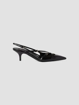 Miu Miu Brushed Leather Slingback Pumps With Buckles