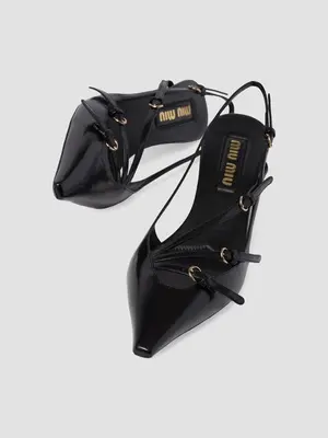 Miu Miu Brushed Leather Slingback Pumps With Buckles