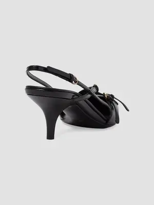 Miu Miu Brushed Leather Slingback Pumps With Buckles