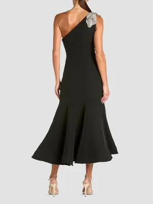 Mac Duggal Petite One-shoulder Mermaid Crepe Midi Dress