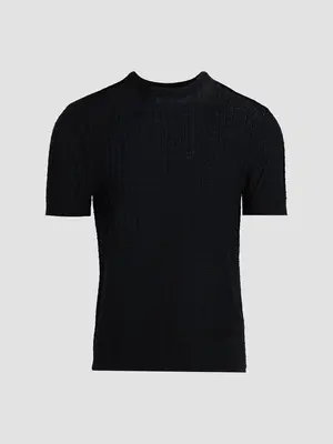 Emporio Armani Textured Knit Short-sleeve Sweater