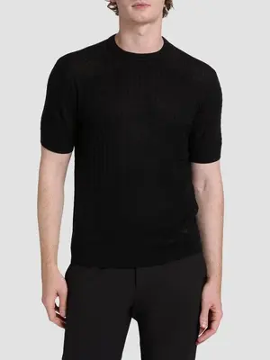 Emporio Armani Textured Knit Short-sleeve Sweater