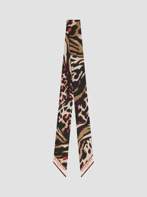 Givenchy Bandeau In Silk With Abstract Animal Print - Brown