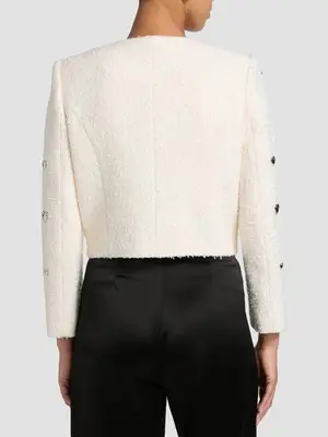 MILLY Pheobe Heart Bouclé Crewneck Jacket