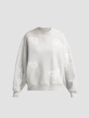 LoveShackFancy Havenleigh Lace Applique Sweatshirt