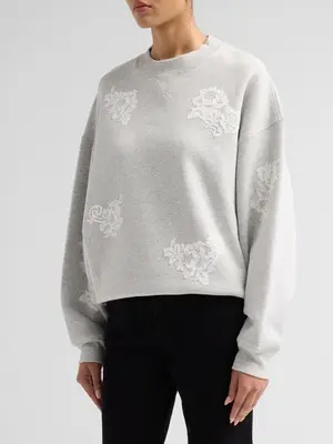 LoveShackFancy Havenleigh Lace Applique Sweatshirt
