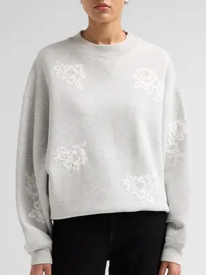 LoveShackFancy Havenleigh Lace Applique Sweatshirt