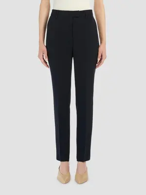 Max Mara Straight Fit Cady Trousers - Navy