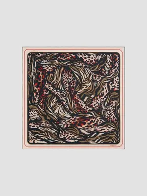 Givenchy Square In Silk With Abstract Animal Print - Brown