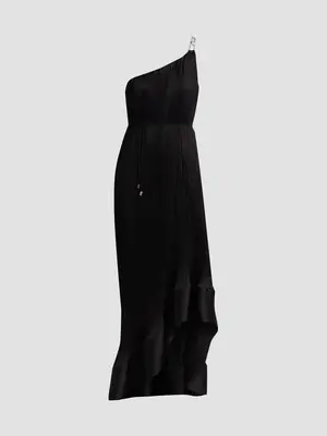 MILLY Mariah Embellished-strap Pleated Satin Maxi Dress