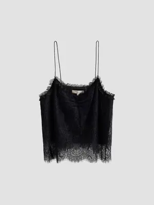 LoveShackFancy Ferni Lace Top - Black