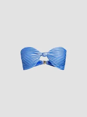 MILLY Striped Knot Bandeau Bikini Top - Blue Multi