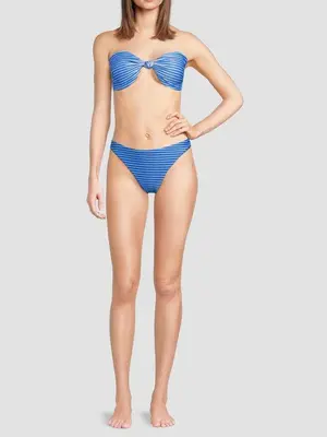 MILLY Striped Knot Bandeau Bikini Top