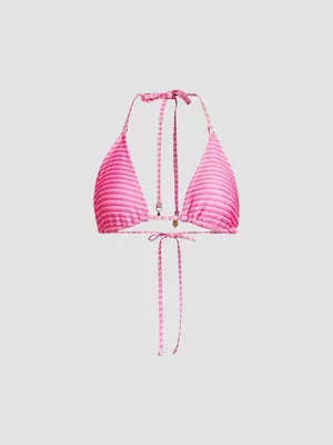 MILLY Stripe Triangle Bikini Top - Pink Multi