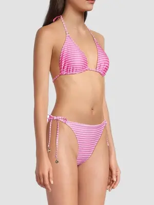 MILLY Stripe Triangle Bikini Top