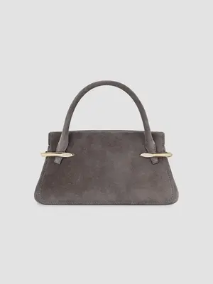 Givenchy Mini Pinch Top Handle Bag In Suede Leather - Dark Grey