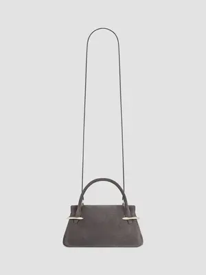 Givenchy Mini Pinch Top Handle Bag In Suede Leather - Dark Grey