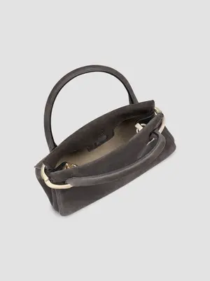 Givenchy Mini Pinch Top Handle Bag In Suede Leather - Dark Grey