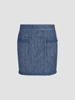 MILLY Soleil Pinstriped Knit Miniskirt - Blue Multi