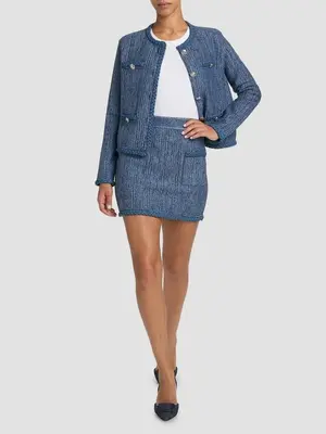 MILLY Soleil Pinstriped Knit Miniskirt