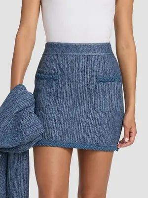 MILLY Soleil Pinstriped Knit Miniskirt