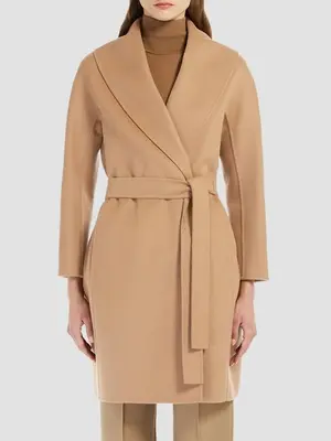 Max Mara Double Faced Wool Robe Coat - Camel