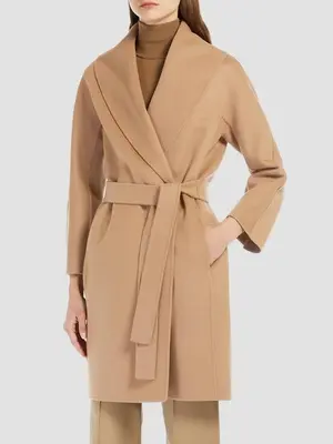 Max Mara Double Faced Wool Robe Coat - Camel