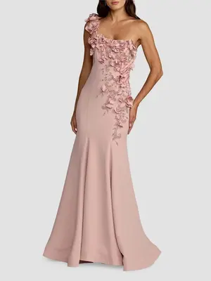 Mac Duggal Embellished Crepe One-shoulder Mermaid Gown