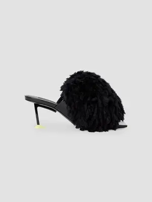 Givenchy Pompom Mules In Patent Leather And Knit - Black