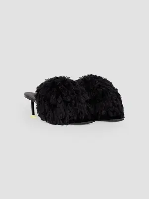 Givenchy Pompom Mules In Patent Leather And Knit - Black