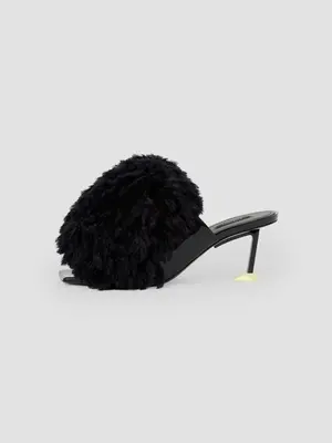 Givenchy Pompom Mules In Patent Leather And Knit - Black