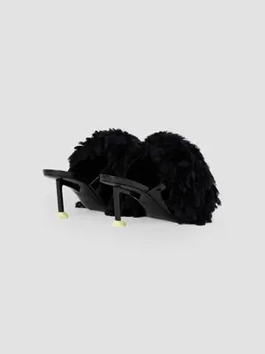 Givenchy Pompom Mules In Patent Leather And Knit - Black