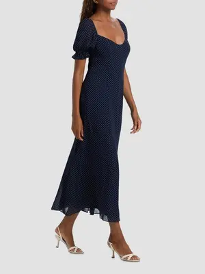 REFORMATION Gloria Polka Dot Midi-dress