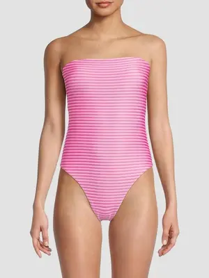 MILLY Striped Strapless One-piece Swimsuit