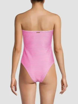 MILLY Striped Strapless One-piece Swimsuit