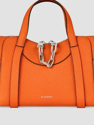 Givenchy The Snatch Small Top Handle Bag In Grained Leather - Orange