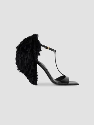 Givenchy Pompom Heeled Sandals In Patent Leather And Knit - Black