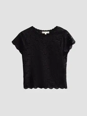 LoveShackFancy Lucas Floral Lace T-shirt - Black