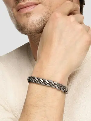 David Yurman Curb Chain Angular Link Bracelet In Titanium, 11.5mm