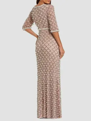 Mac Duggal Petite Embellished Mesh Gown