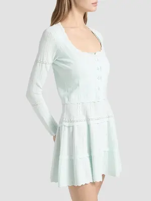 LoveShackFancy Nadiya Scalloped Trim Cardigan - Dusty Lagoon