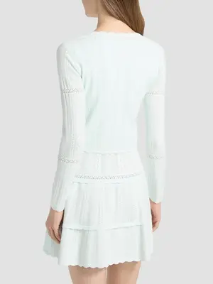 LoveShackFancy Nadiya Scalloped Trim Cardigan - Dusty Lagoon
