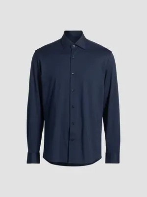 SAKS FIFTH AVENUE Collection Stretch Soild Shirt - Navy